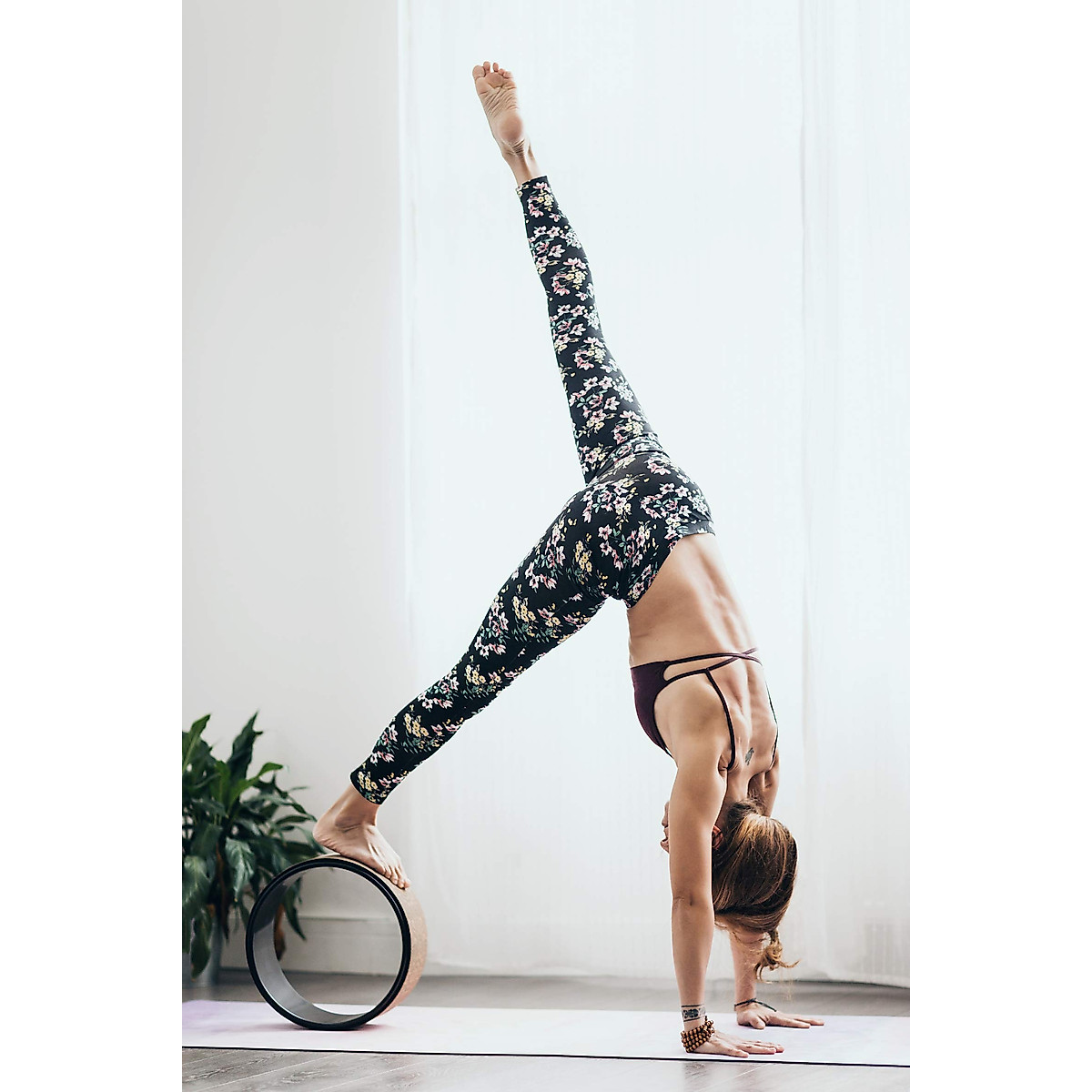 YOGA DESIGN LAB | THE YOGA WHEEL | Eco Printed, Extra Strength, Padded, Dharma Exercise Wheel | Designed in Bali | Enhance Your Postures and Stretch Deeper (Mandala Black,)