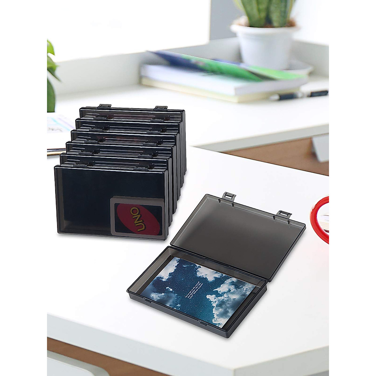 iBune Large 4" x 6" Photo Storage Box, 18 Inner Photo Cases Store up to 1800 Photos, Photo Organizer Cards Craft Keeper with Handle for Photo Puzzles Cards Seed Packets, Black