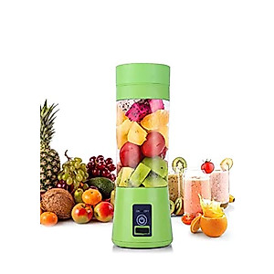 USB Portable Blender Juicer Cup, 3CPRECIOUS Fruit Juice mixer, Mini Portable Rechargeable Battery/Juicing Blender Mixer, 380ml (Green)