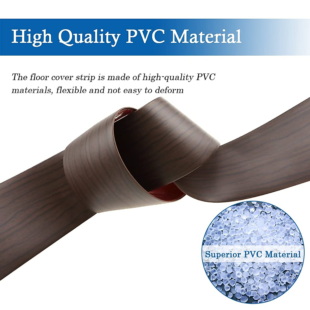 Floor Transition Strip Floor Cover Strips Self Adhesive Flooring Transitions Laminate Floor Strip 2" Wide Vinyl Floor Flat Divider Strip Elegant Wood Grain Design (5cm, 20Ft, Black Walnut)