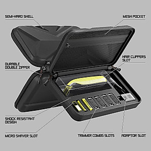 Nacuwa Hard Travel Case for Philips Norelco OneBlade QP2520, QP2530, QP2620, QP2630 Hybrid Electric Trimmer, Shaver Organizer Protective Cover Storage Bag (Black)