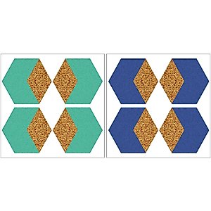 WallPops WPK2347 Blue Hex Green Cork Organizer Shapes