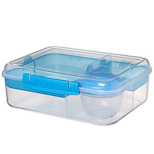 Sistema To Go Collection Bento Lunch Box, Large, Clear/Blue Klips