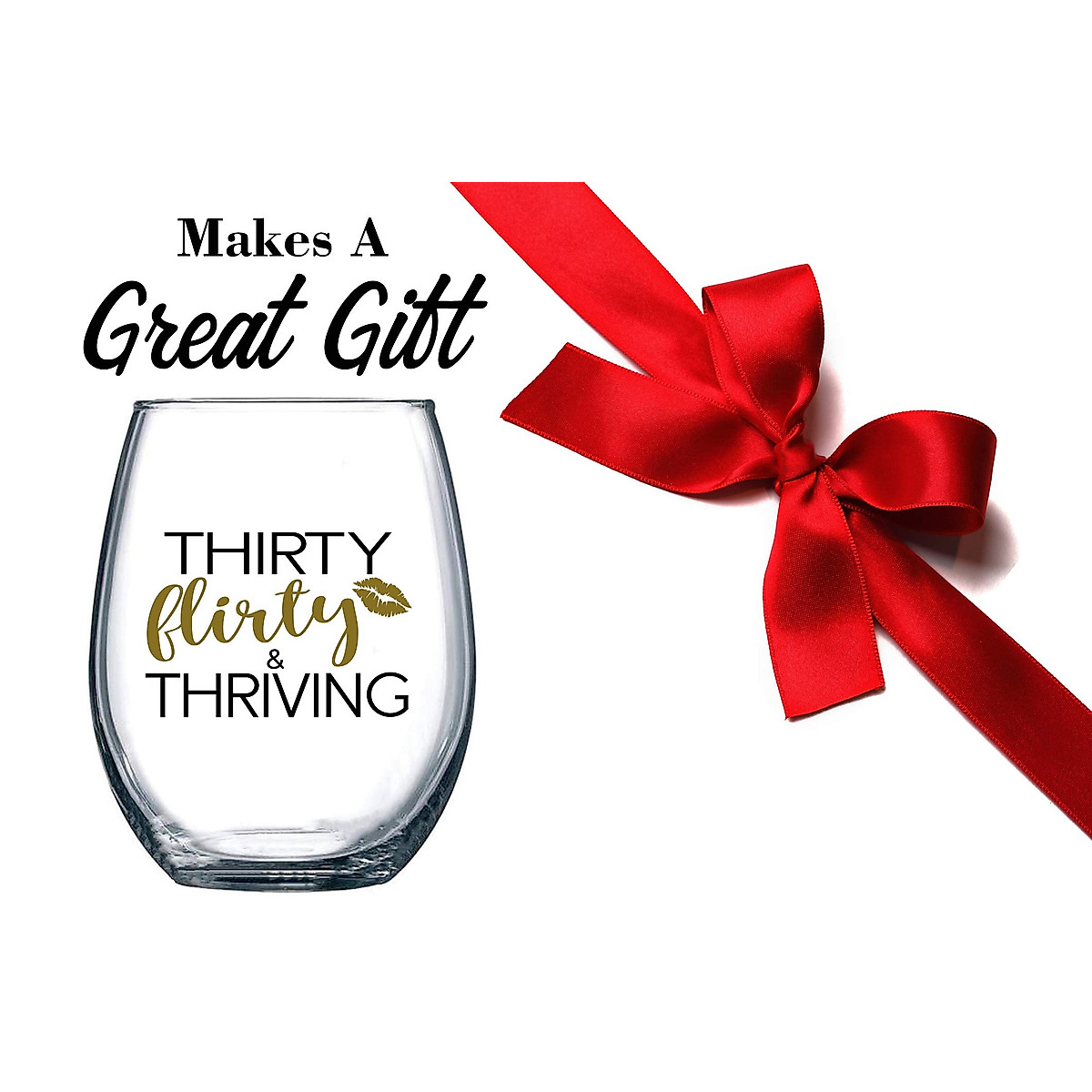 30th Birthday Gifts for Women, Her - 30th Birthday Wine Glass - Thirty Flirty and Thriving - 1993 30 Year Old Gifts for Women, Bestie, Best Friend, Sister, Girlfriend - Decorations Favors - 15 oz