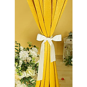 Cytdkve 2 Panels 4.8 Feet x 10 Feet Gold Velvet-Like Wedding Backdrop Curtain Drapes, Silky Soft Window Curtains Panels for Wedding Ceremony Birthday Party Decorations