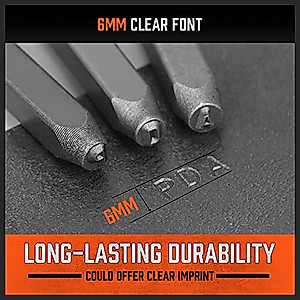 HORUSDY 37-Piece Number and Letter Stamp Set 1/4 (6mm) (A-Z & 0-9 + Stars) Punch Perfect for Imprinting Metal Stamping kit, Plastic, Wood, Leather