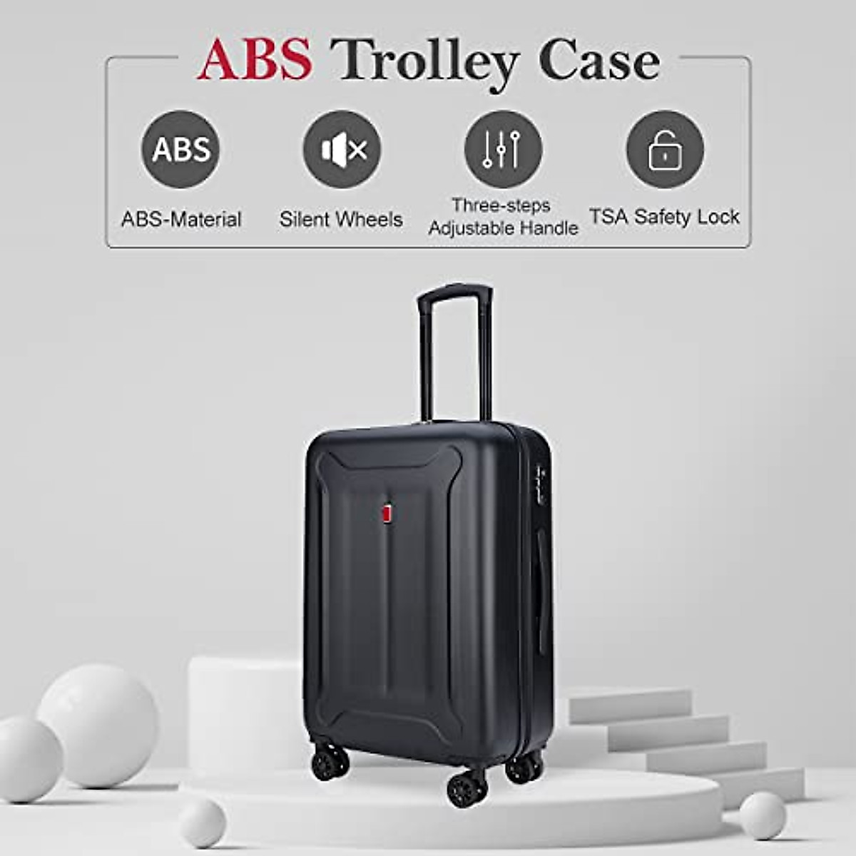 Widfre Luggage Sets 3 Pieces Carry on Suitcase Hardshell Lightweight Travel with Double Spinner Wheels Locks TSA Approved (Black)