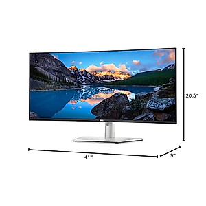 Dell U3821DW UltraSharp Curved USB-C Hub Monitor - 37.52-inch WQHD (3840 x 1600) 60Hz 2300R Curvature Display, 8ms Response time, USB-C/DP/HDMI/RJ-45, Height/Slant/Tilt/Swivel Adjustability - Silver