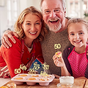 30 Pack Happy 50th Birthday Cupcake Toppers Gold Glitter Fifty Cheers to 50 Years Old Birthday Cupcake Picks for 50th Birthday Anniversary Party Cake Decorations Supplies