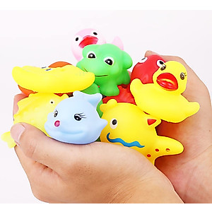 18 PCS Preschool Bath Toys Set for Toddlers Kids 1-3 2-4, Rubber Cute Sea Animals, Rubber Duck Toy for Infants 6-12 Months, Bathtub Toys for 1 Year Old,Baby Pool Floating Toy for Kids Party Decoration