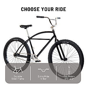 State Bicycle Co. Black Cruiser Bike. Mens Womens Cruiser Bike 27.5-Inch Wheels, Single-Speed Bicycle, Klunker Bike. Rider 5'5" to 6'3" Tall, Black-Metallic