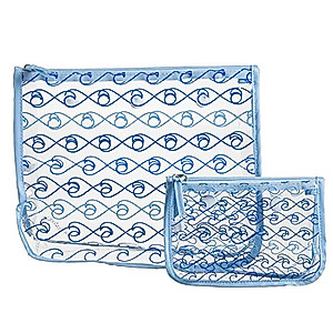Clear Designer Zipper Insert (Set of 2) Travel Organizer Storage Pop In Bogg Bag (Waves)