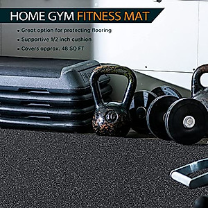 1/2in Thick 48 Sq Ft Rubber Top High Density EVA Foam Exercise Gym Mats Non-slip 12 Pcs - Interlocking Puzzle Floor Tiles for Home Gym Heavy Workout Equipment Flooring - 24 x 24in Tile, Black & White