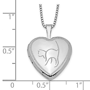 IceCarats 925 Sterling Silver Cat Heart Love Personalized Photo Locket Chain Necklace
