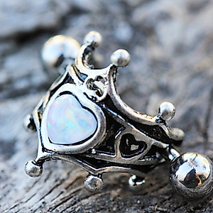 316L Stainless Steel Medieval Design Heart Crown WildKlass Cartilage Cuff Earring