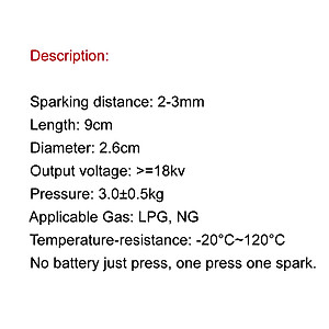 Meter Star Gas Heater One Outlet Piezo Igniter Spark Plug Push Button Ceramic Igniter Pack of 5 PCS