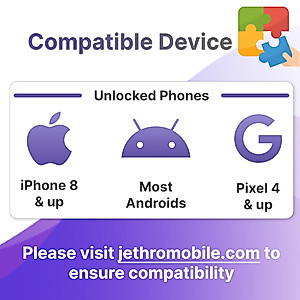 Jethro Mobile Unlimited Talk & Text Plan (No Internet Data), Suitable for Seniors, Kids, Students and Dumb Phones, 3-in-1 SIM Card Kit, Prepaid Phone Plan (180 Days)