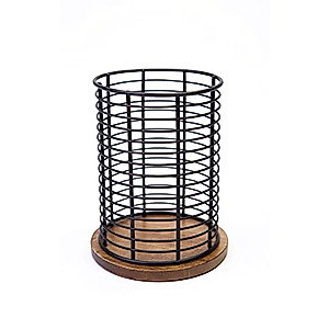 Emerson Ergonomics Wood and Metal Kitchen Utensil Holder Desk Organizer Multi-Purpose Counter Organizer