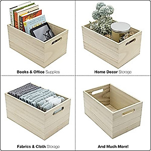 Sorbus Unfinished Wood Crates - Organizer Bins, Wooden Box for Pantry Organizer Storage, Closet, Arts & Crafts, Cabinet Organizers, Containers for Organizing (2 Pack)