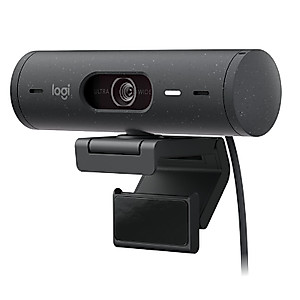 Logitech Brio 500 Full HD Webcam with Auto Light Correction, Auto-Framing, Show Mode, Dual Noise Reduction Mics, Webcam Privacy Cover, Works with Microsoft Teams, Google Meet, Zoom - Graphite