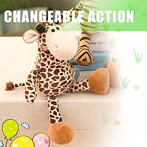 6 Pieces Plushies 11.8 inch Safari Stuffed Animals Plush Toy Set Lion Tiger Elephant Zebra Giraffe Monkey Animal Themed Parties Wild Animals Soft Plush Toys for Boys, Girls, Adults