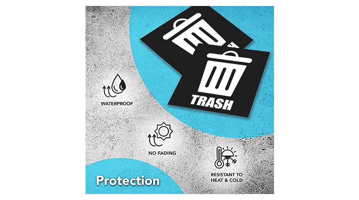 2 PCs Trash Stickers - Durable Waste Management Decals