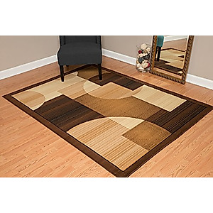 United Weavers Dallas Zoom Area Rug – Brown, 5x8, Contemporary Indoor Rug with Jute Backing, Geometric Pattern