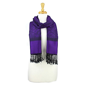 PASKMLNA Paisley Jacquard Pashmina Shawl Wrap Scarf Stole (Purple-black01872)