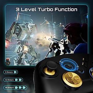 Multi-Platform PC Wireless Controller, Bluetooth Gaming Controller, Compatible with Windows, iPad, Steam, Luna, Laptop, Tablet, and Smart TV, with Double Shock, Macro Keys, Turbo Button, LED Backlight