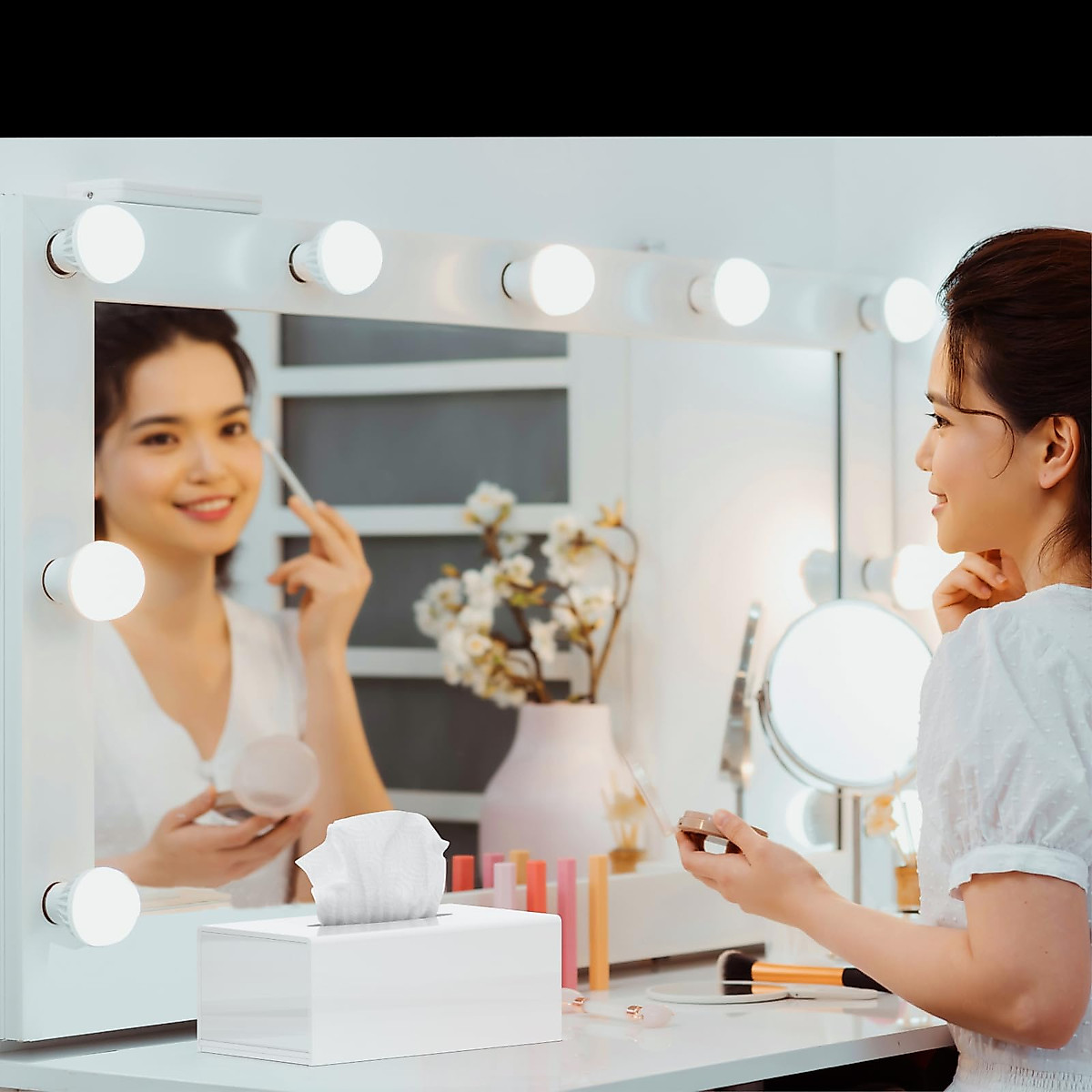 FEMELI Acrylic Tissue Box Cover,Rectangular Facial Tissue Holder Case Dispenser for Bathroom Kitchen Bedroom Office