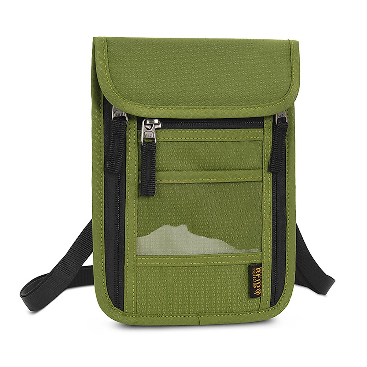 Lufyzora Passport Holder Neck Pouch for Women&Men Adjustable Strap Neck Wallet for Traveling RFID Blocking Travel Wallet (Green)