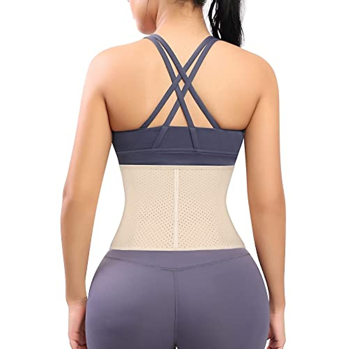 FeelinGirl Women Short Torso Latex Waist Trainer Corset Waist Trainer Breathable Waist Trimmer Hourglass