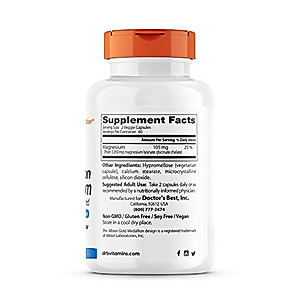 Doctor's Best High Absorption Magnesium Lysinate Glycinate, Easy to Swallow, 120 Ct