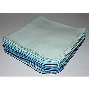 1 Ply 12x12 Inches Set of 10 Solid Flannel Paperless Towels Blues and Greens