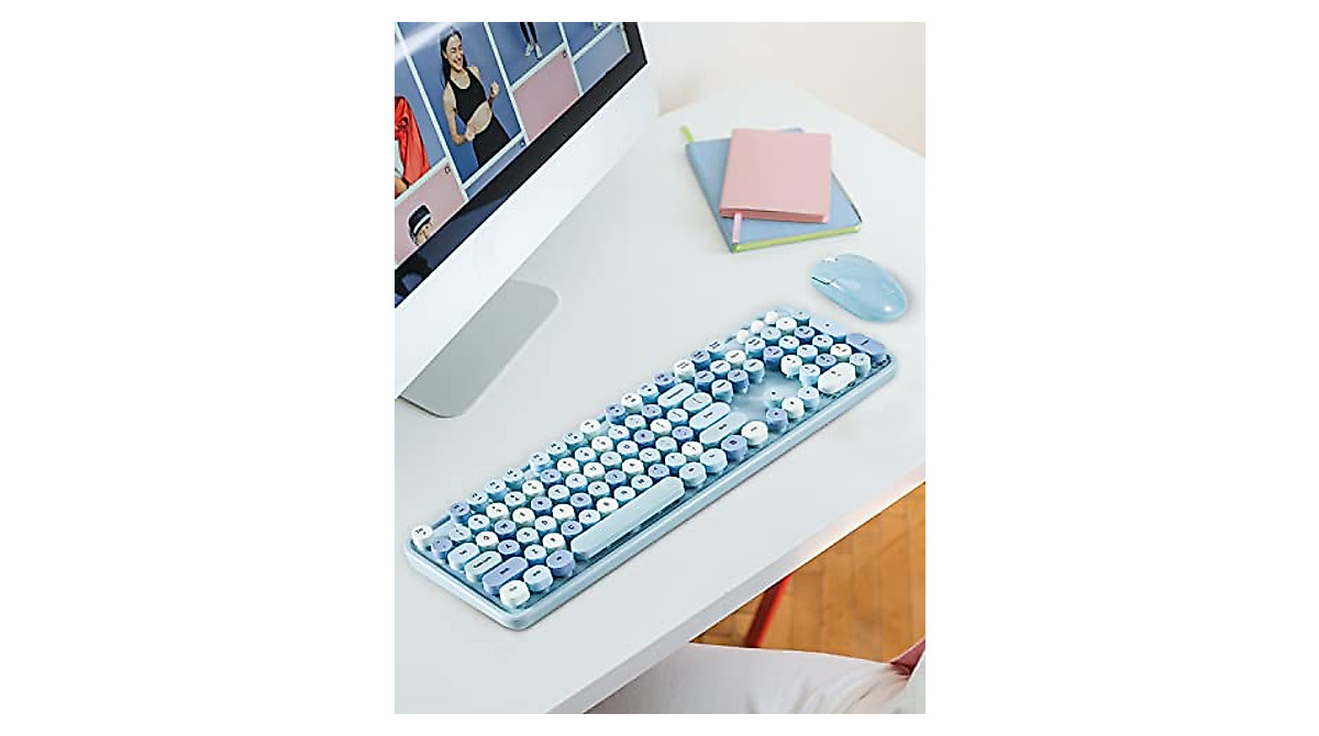 FUNZING Wireless Keyboard & Mouse Combo - Retro Typewriter Design