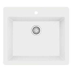 Karran QT-820 Top Mount 25 in. Single Bowl Quartz Kitchen Sink in White