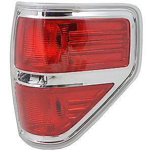 Evan Fischer NHTSA/DOT Compliant Tail Light Lens and Housing Compatible with 2009-2014 Ford F-150 Styleside Chrome trim Passenger Side - FO2819143, BL3Z13404B
