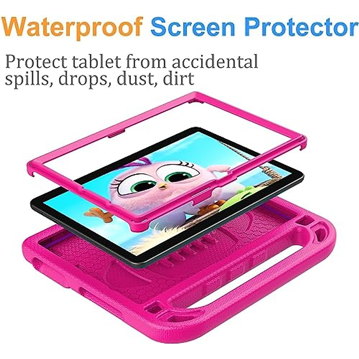 BMOUO 2021 All-New 10 Tablet 2021 Case - with Screen Protector, Shockproof Lightweight Kid-Proof Cover Handle Kids Case for All-New 10 inch Tablet(Only Fit 11th Generation, 2022 Release) - Rose
