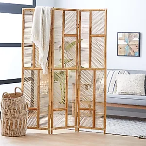 Deco 79 Wood Geometric Partition Room Divider Screen Hinged Foldable Partition 3 Panel Privacy Screen, Room Partition 52" x 1" x 71", Brown