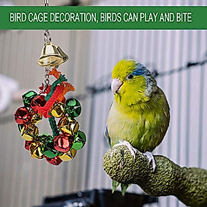 2 PCS Parrot Garland Toy with Bells Hanging Christmas Birdcage Decoration Budgie Cages Accessories