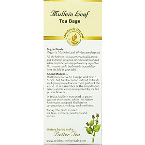 CELEBRATION HERBALS Mullein Leaf Organic 24 Bag, 0.02 Pound