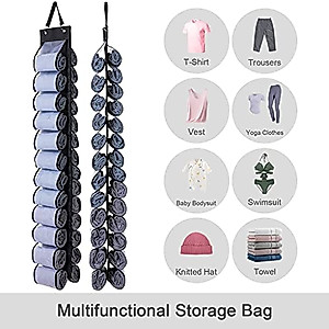 CHBC Legging Storage Bag Storage Hanger Can Holds 24 Leggings or Shirts Jeans Compartment Storage Hanger, Foldable Leggings Organizer Clothes Portable Closets Roll Holder