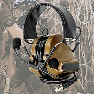 Hearangel Tactical Headset,Sound Pickup Noise Reduction & K 2 Pin PTT for Airsoft Activities (Coyote Brown)