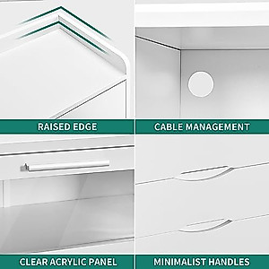 YITAHOME Sideboard Buffet, Modern Buffet Cabinet Storage Cabinet with LED Lights, Freestanding Pantry Coffee Bar Cabinet 300 Ibs Capacity for Hallway, Entryway, Kitchen or Living Room, White