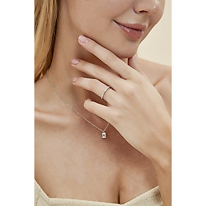 EAMTI 2mm 925 Sterling Silver Wedding Band Round Cubic Zirconia Full Eternity Stackable Engagement Ring for Women Size 8