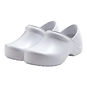 Anywear Guardian Angel Nursing Shoes Clogs for Women and Men, Antimicrobial Slip Resistant Shoes for Healthcare and Food Service, 8, White