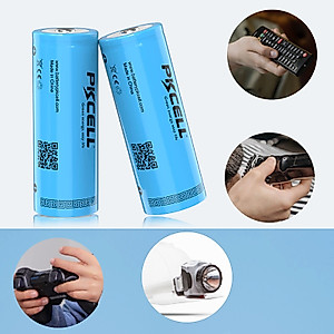 PKELL ICR18500 Rechargeable Li-Ion Batteries 3.7V 1400mah with Flat Top for Flashlight,Solar Garden Light(4pc)(They are Not AA,AAA Size Batteries)