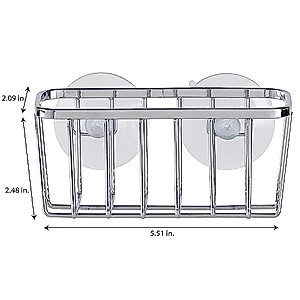 Kitchen Details Suction Cup Mount Sponge Holder | Sink Organizer | Compact Basket | Self-Draining | Chrome