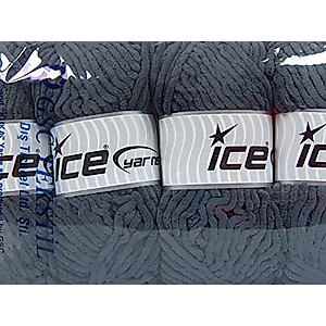 Lot of 4 x 100gr Skeins Ice Yarns Velvet Chenille Yarn Anthracite