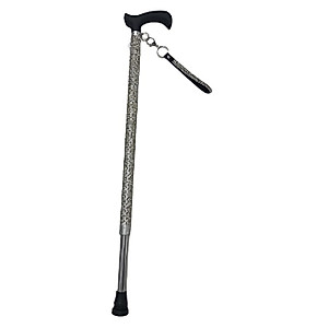 Jacqueline Kent JKC114.YL Aluminum Crystal Embellished Sugar Cane with Black Handle and Coordinating Wrist Band Adjustable 28.5 Inches to 37.5 Inches, Canary Yellow